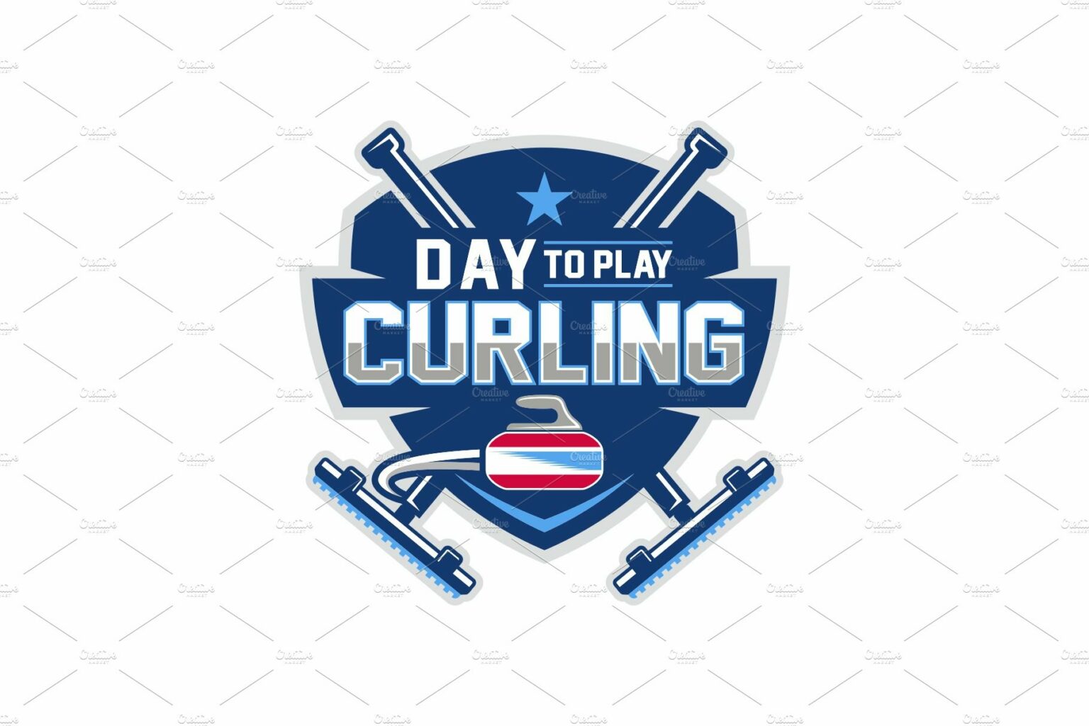 Curling Emblem Logo Design – MasterBundles