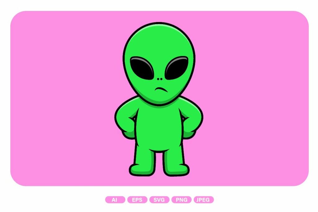 Cute Alien Standing Cartoon – MasterBundles