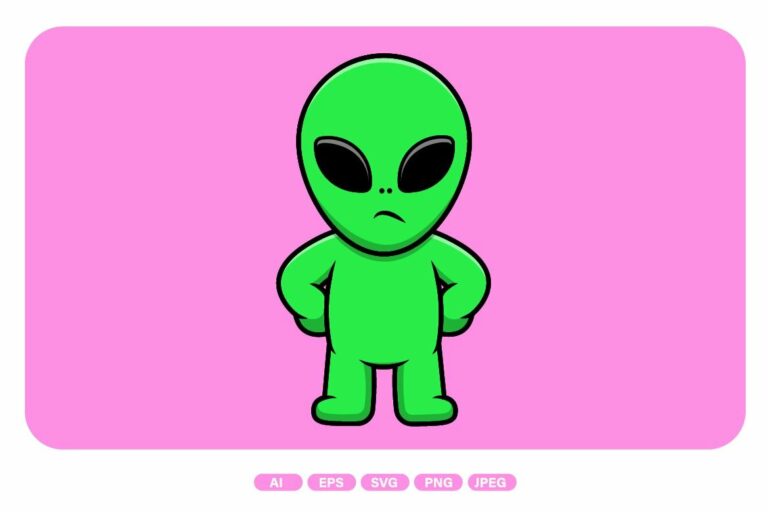 Cute Alien Standing Cartoon – MasterBundles