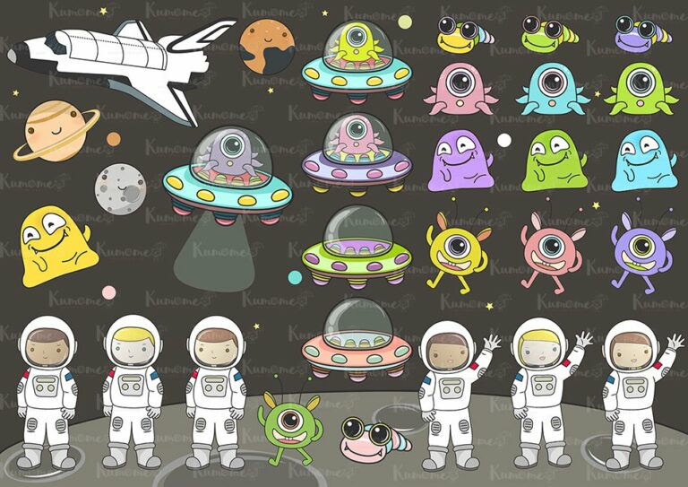 The Astronaut & Friends clipart set – MasterBundles
