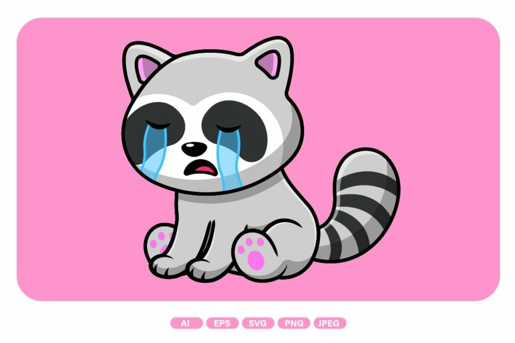 Cute Raccoon Crying Cartoon – MasterBundles