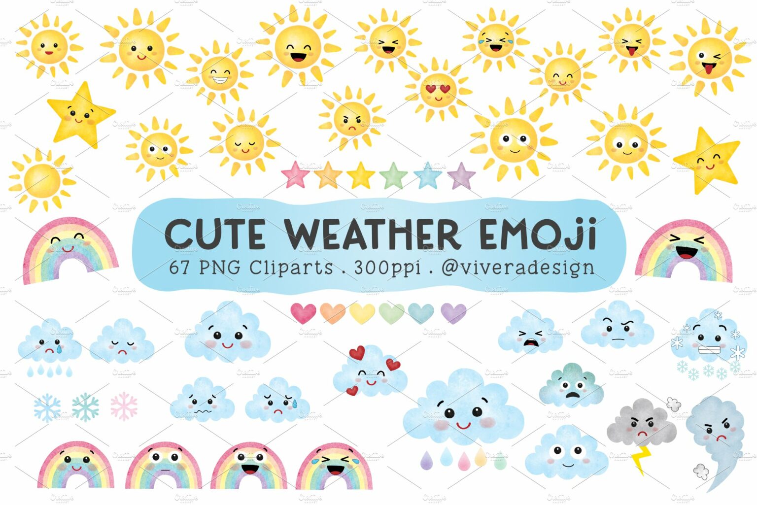 Cute Weather Emoji Cliparts – MasterBundles