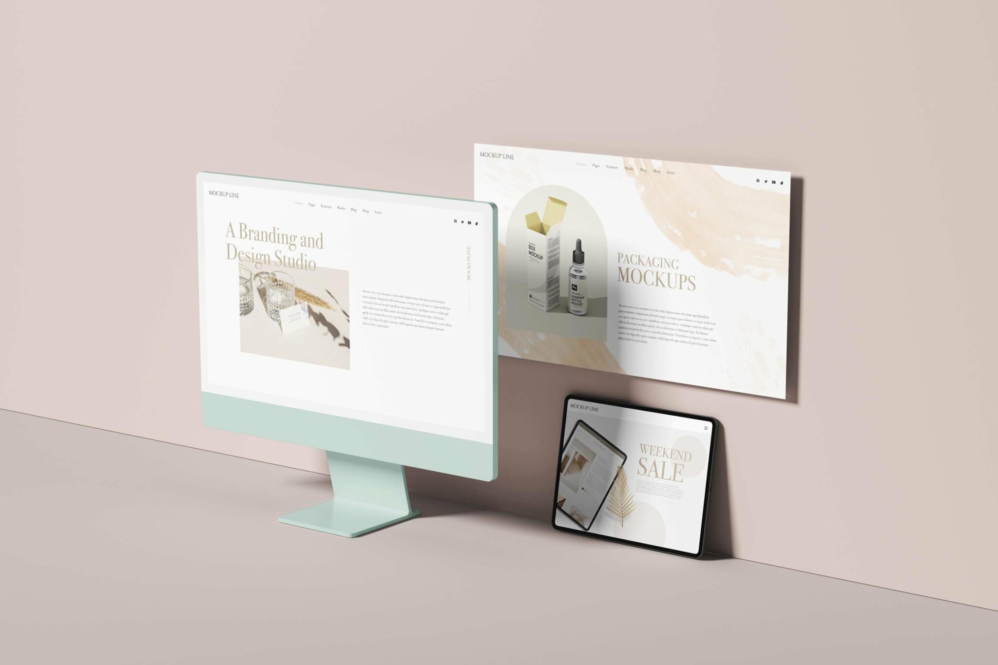 New iMac Website Mockup Set – MasterBundles