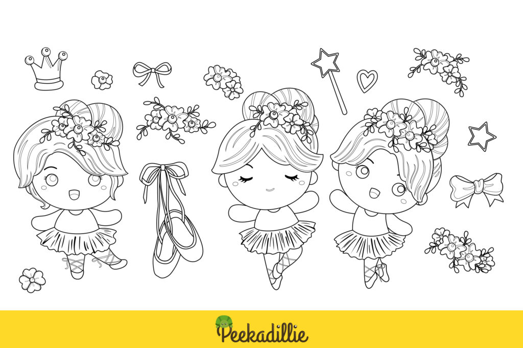 Cute Kids Girl Ballerina Ballet Sport Activity Digital Stamp Outline ...