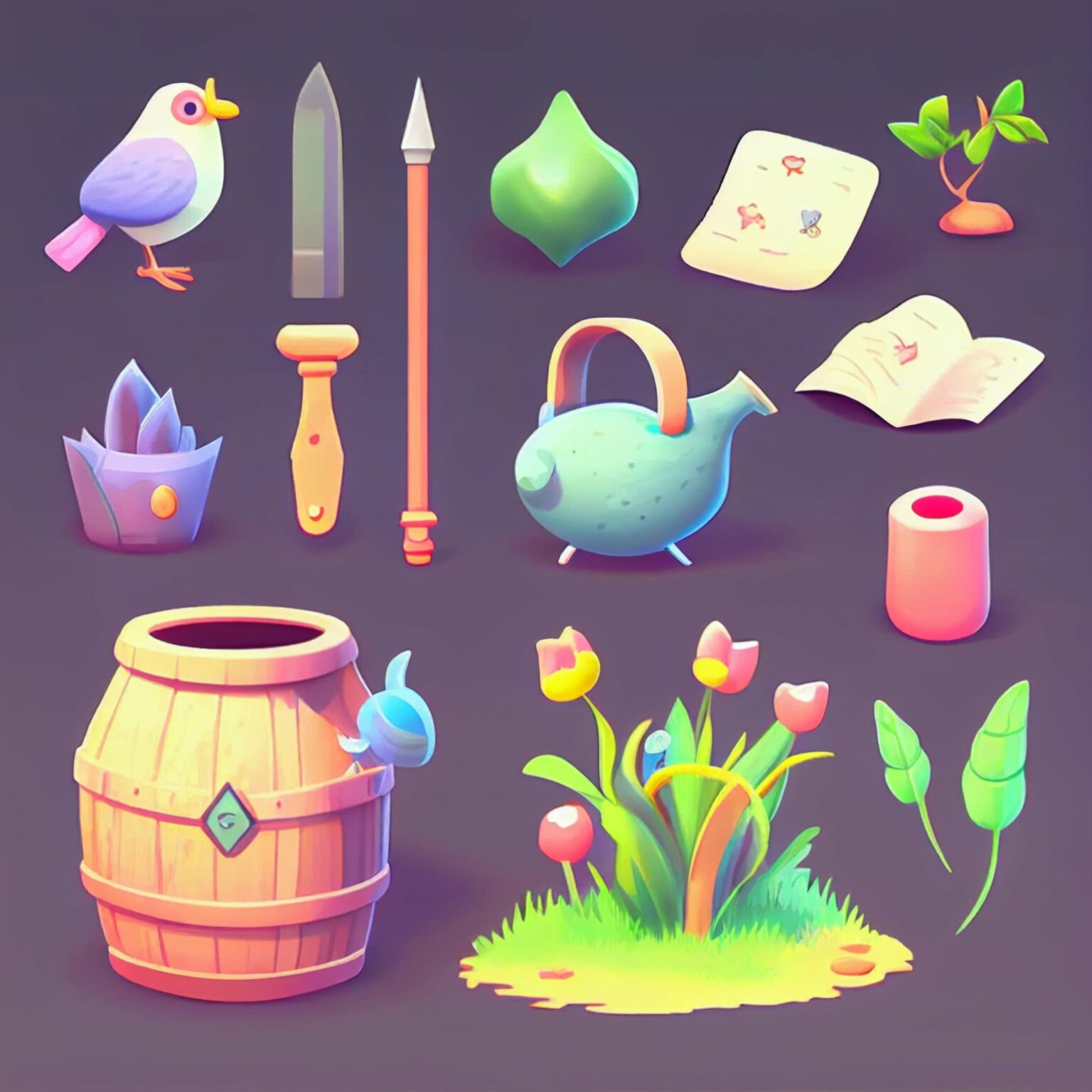 Cartoon Game Assets Midjourney Prompt - MasterBundles
