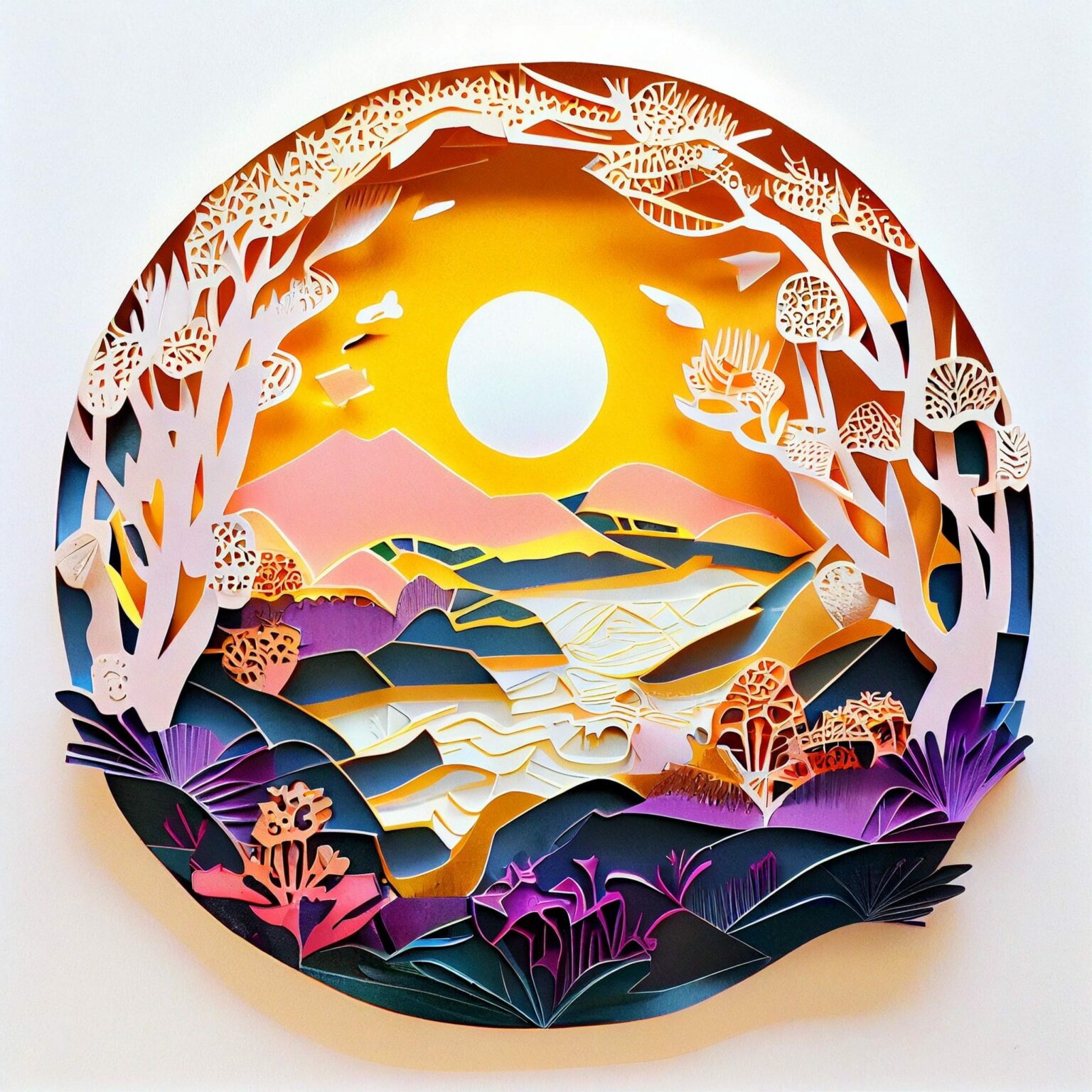 Papercut Nature Landscape Midjourney Prompt - MasterBundles
