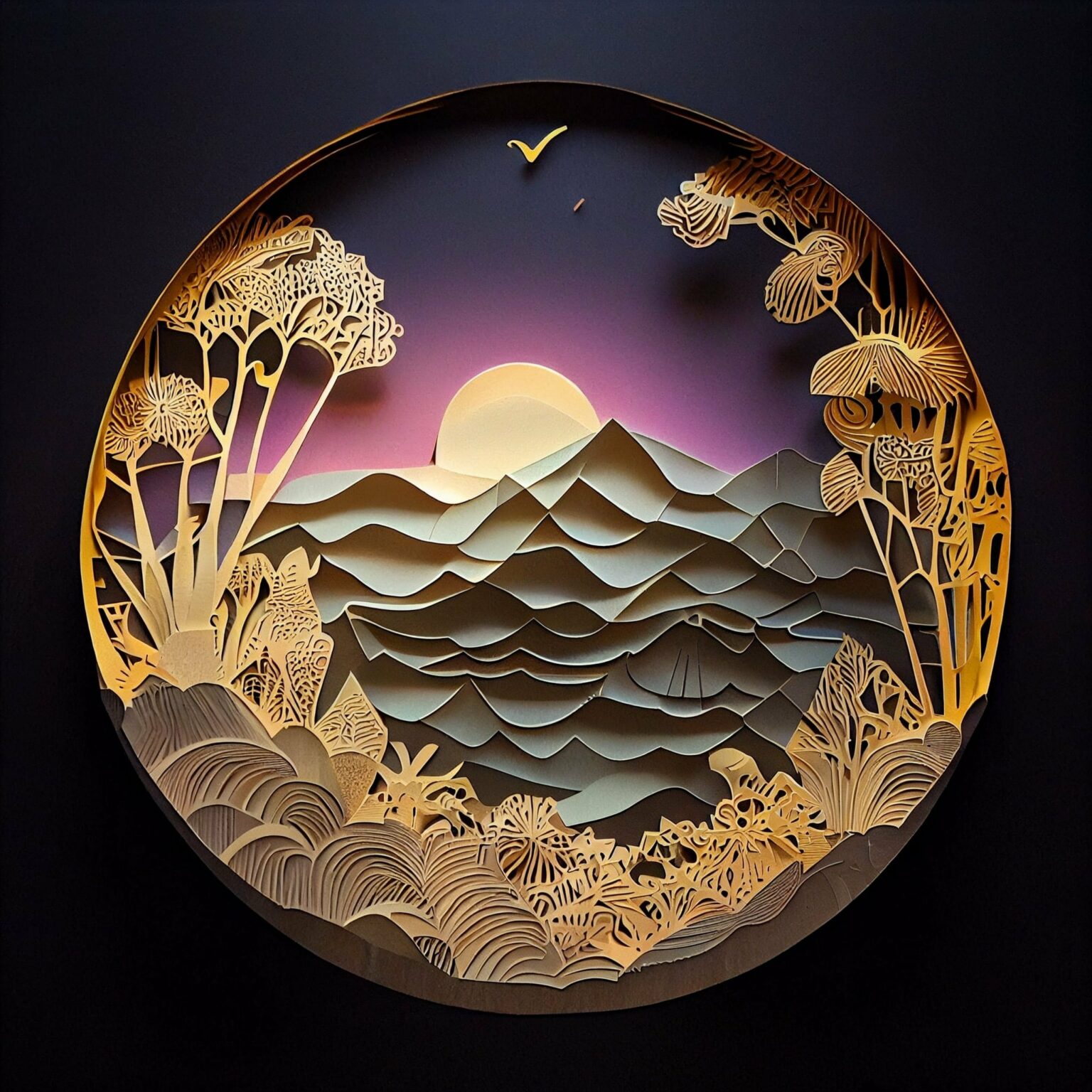 Papercut Nature Landscape Midjourney Prompt - MasterBundles