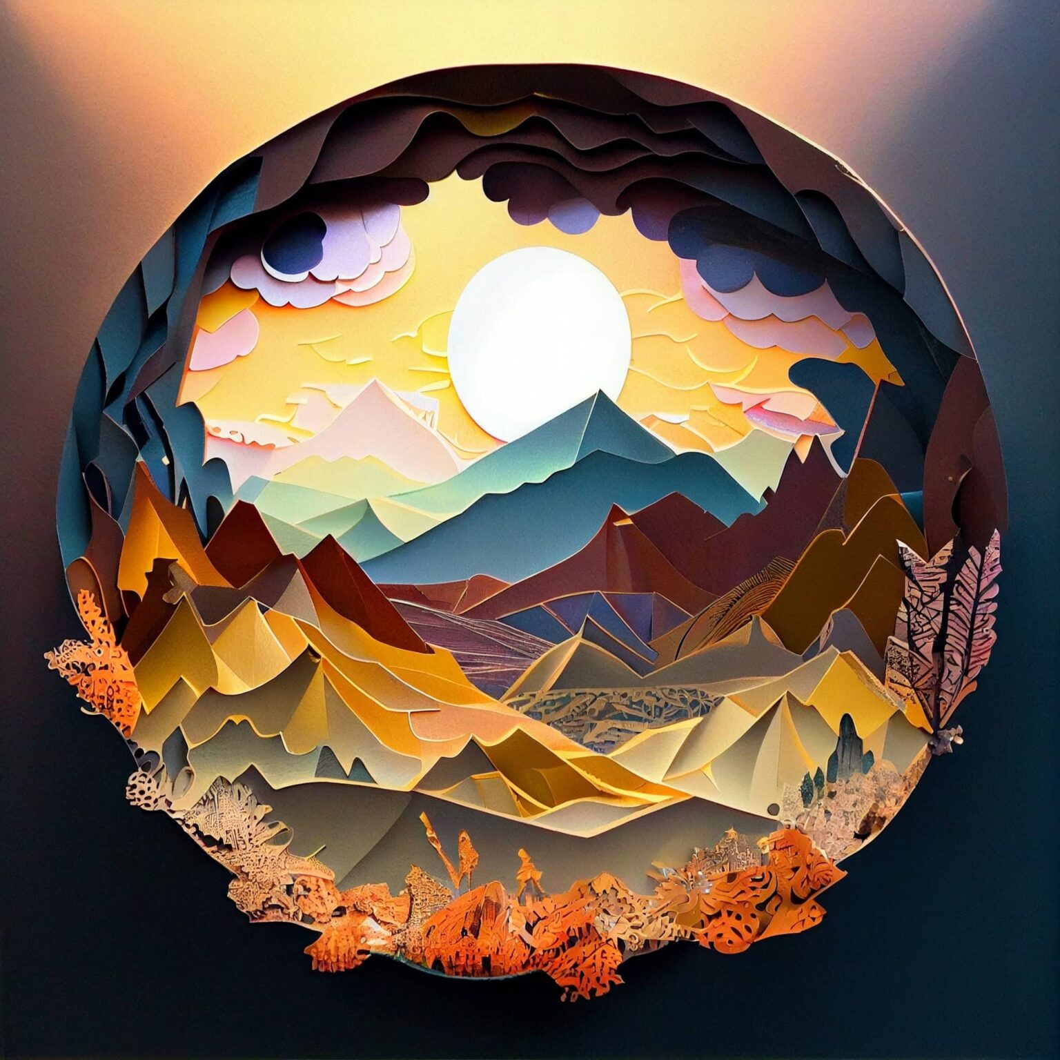 Papercut Nature Landscape Midjourney Prompt - MasterBundles