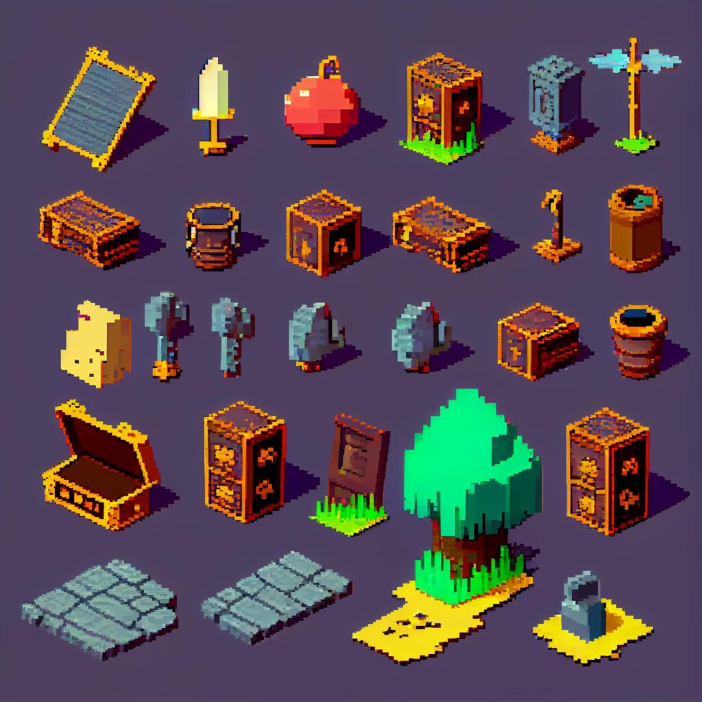Pixel Game Assets Midjourney Prompt - MasterBundles