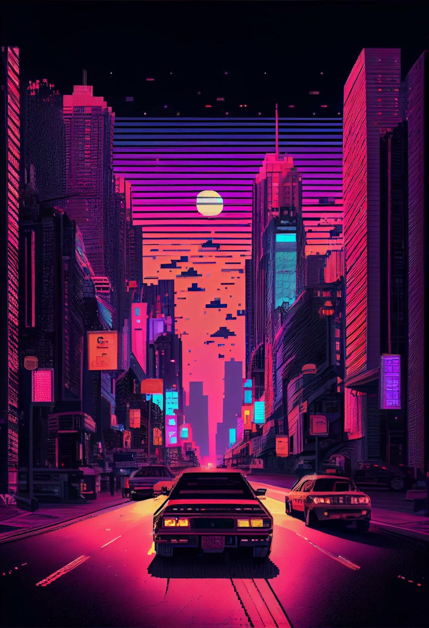 Pixel Road View Landscape Midjourney Prompt - MasterBundles