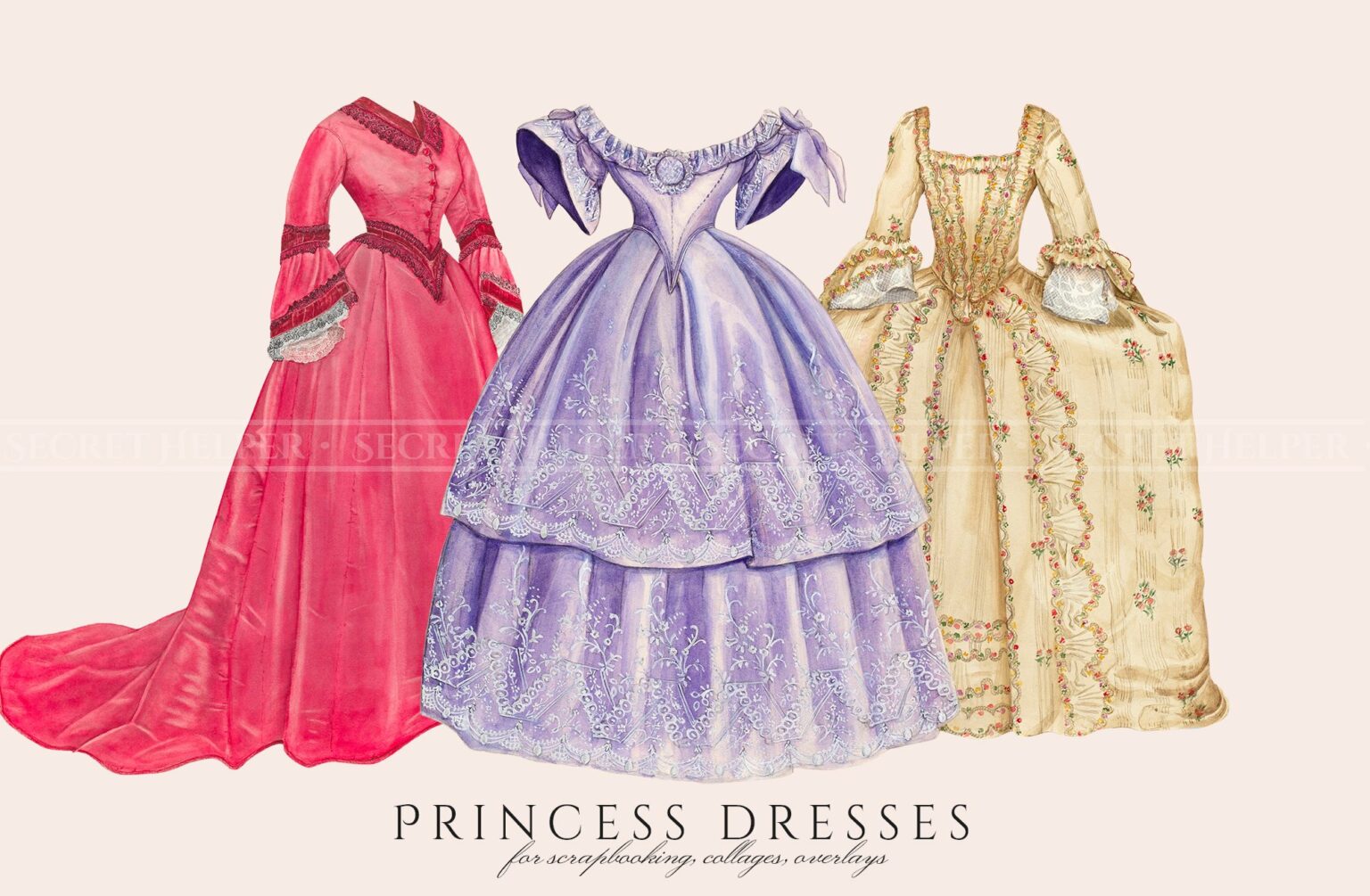 Vintage Princess Dresses Set – MasterBundles