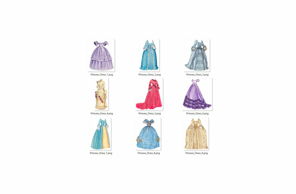 Vintage Princess Dresses Set – MasterBundles