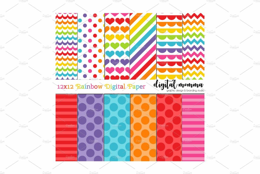 12x12 Rainbow Digital Paper – MasterBundles