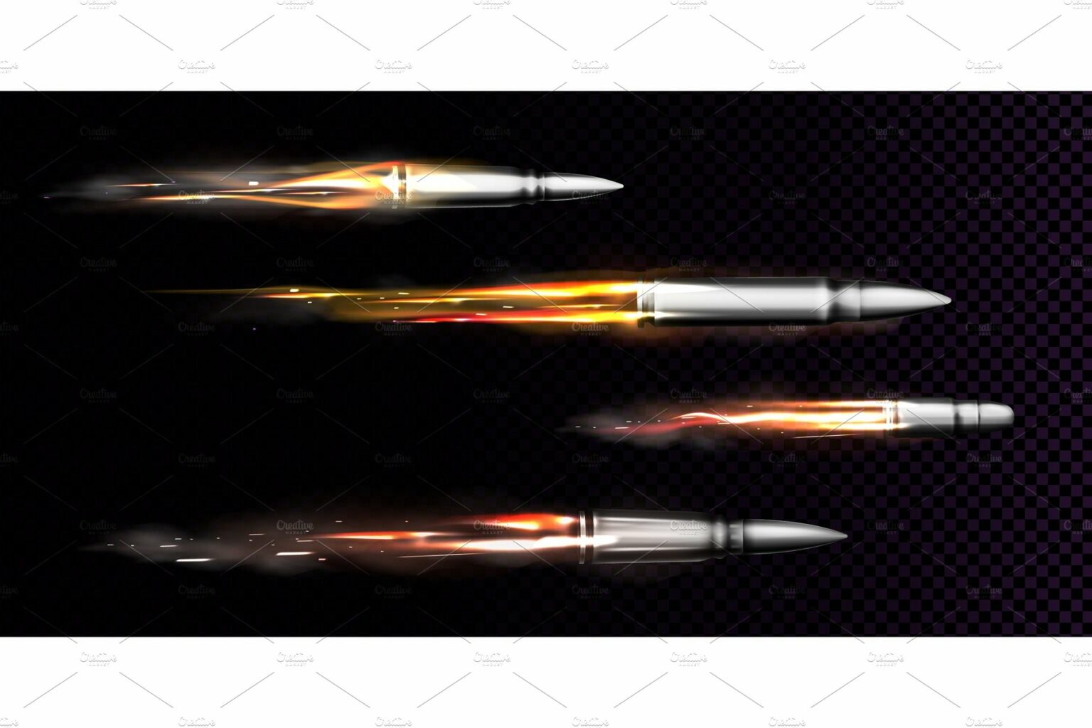 Flying bullets with fire and smoke – MasterBundles