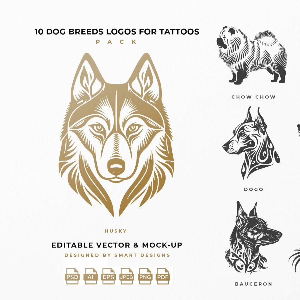 Dog Breeds Logos for Tattoos x10 – MasterBundles