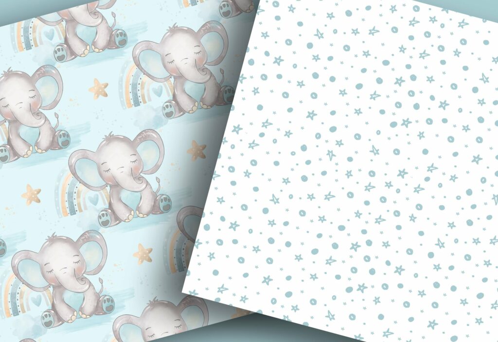 Baby Elephant Boy digital papers – MasterBundles