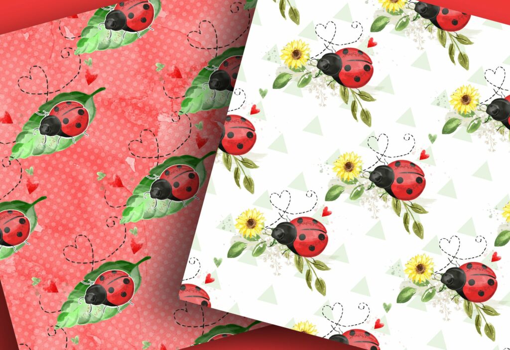 Sweet Ladybug digital paper pack – MasterBundles