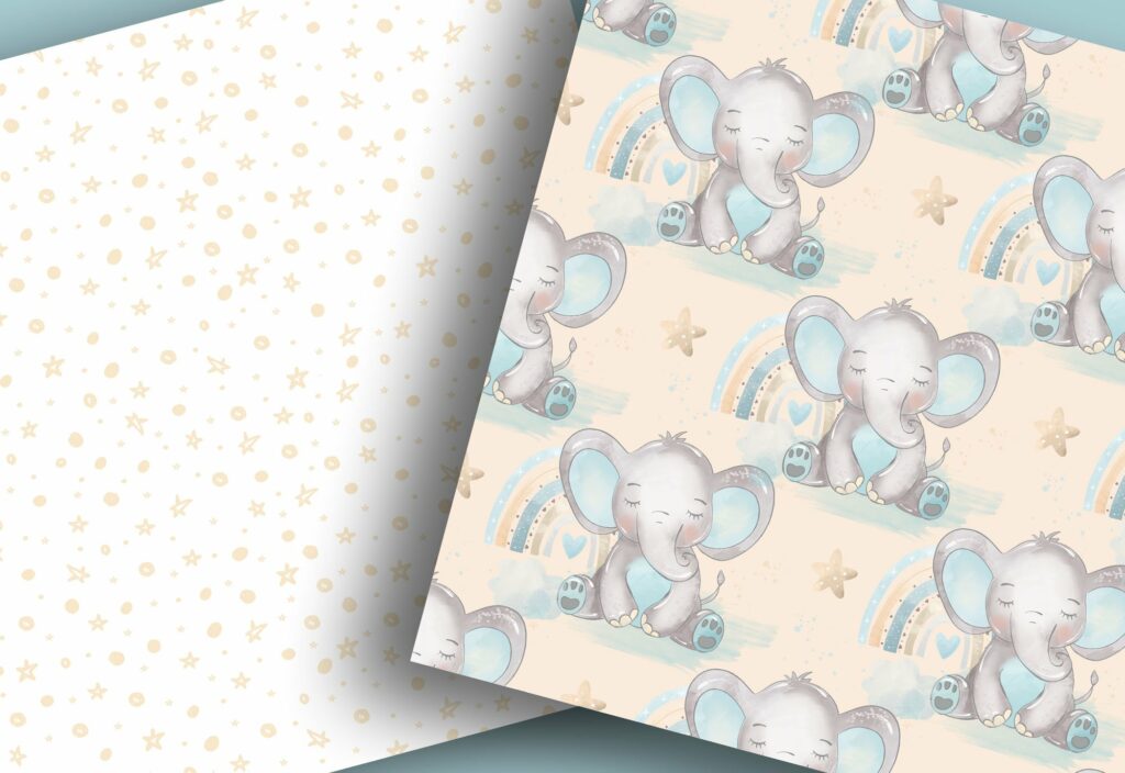Baby Elephant Boy digital papers – MasterBundles