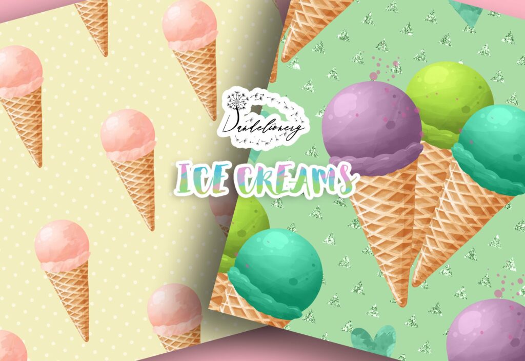 Ice Cream digital paper pack – MasterBundles