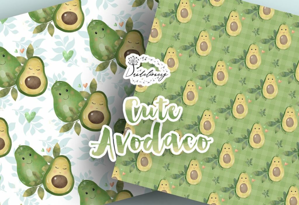 Cute Avocado digital paper pack – MasterBundles