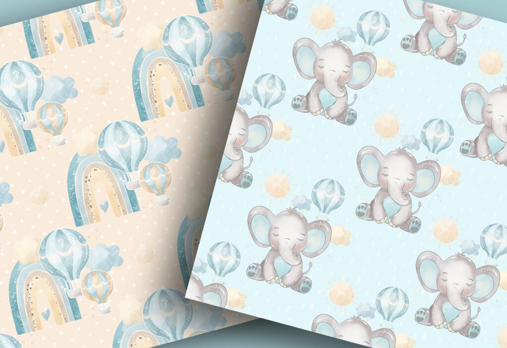Baby Elephant Boy digital papers – MasterBundles