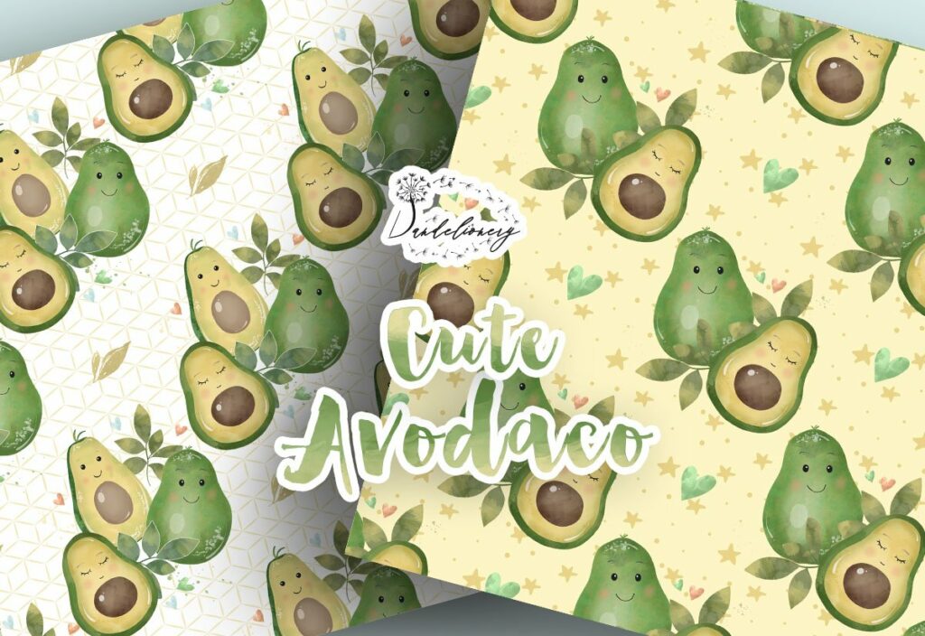 Cute Avocado digital paper pack – MasterBundles