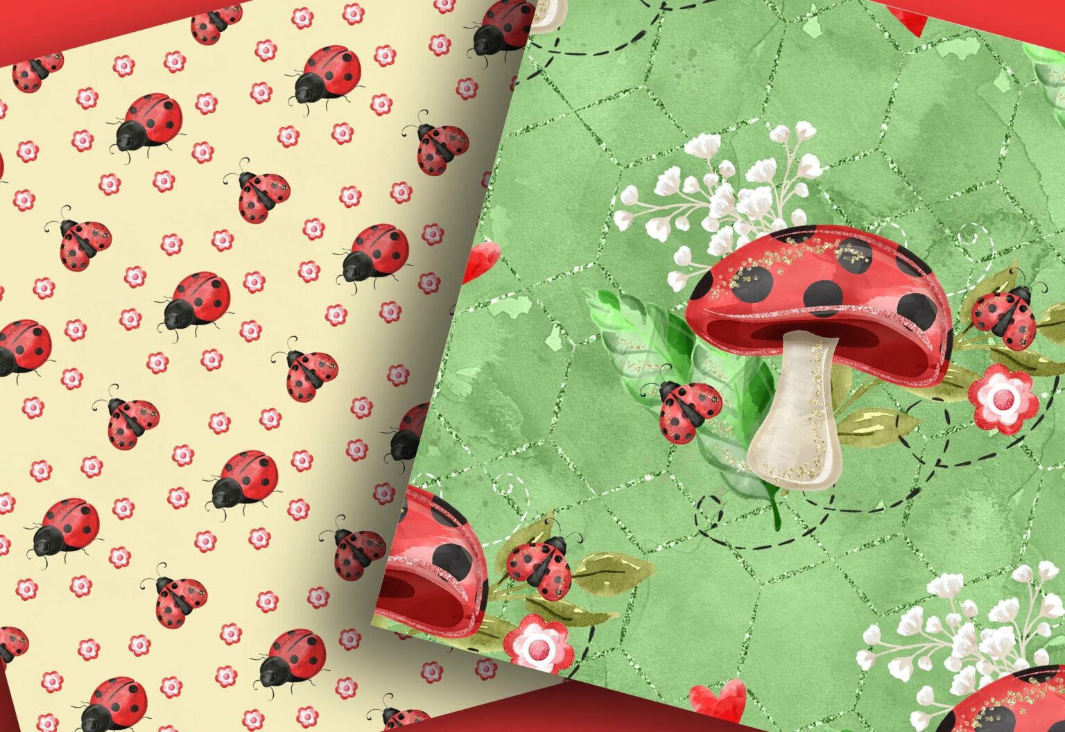 Sweet Ladybug digital paper pack – MasterBundles
