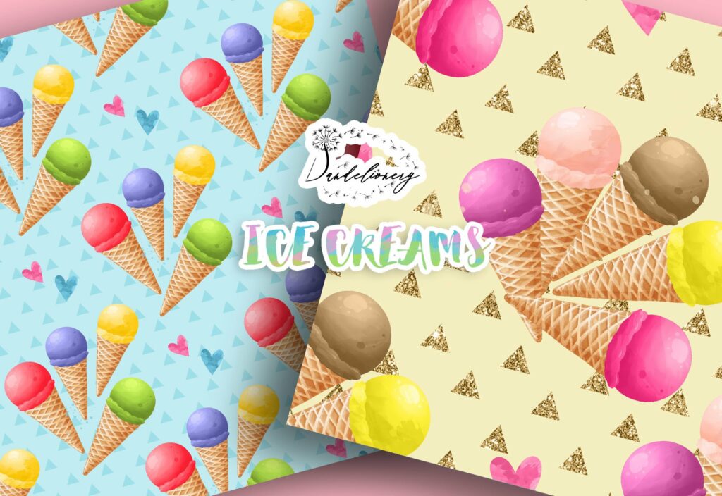 Ice Cream digital paper pack – MasterBundles