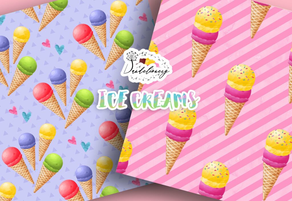 Ice Cream digital paper pack – MasterBundles
