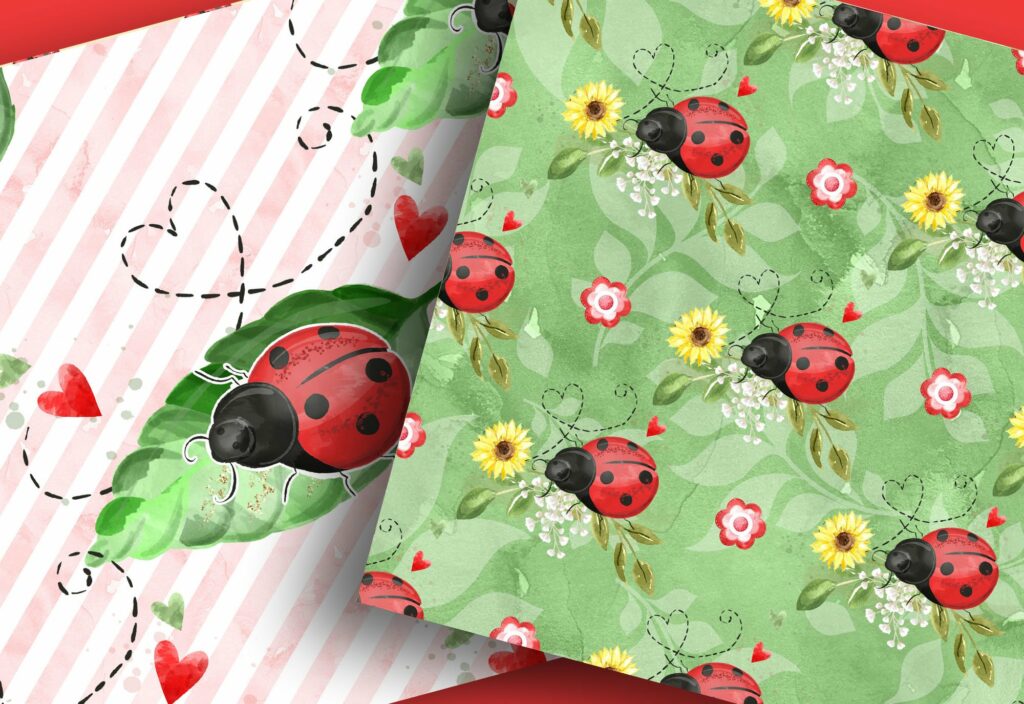 Sweet Ladybug digital paper pack – MasterBundles