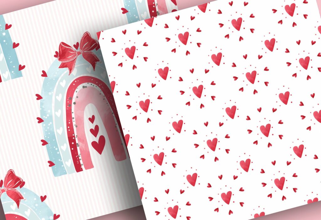 Valentine rainbow digital paper pack – MasterBundles