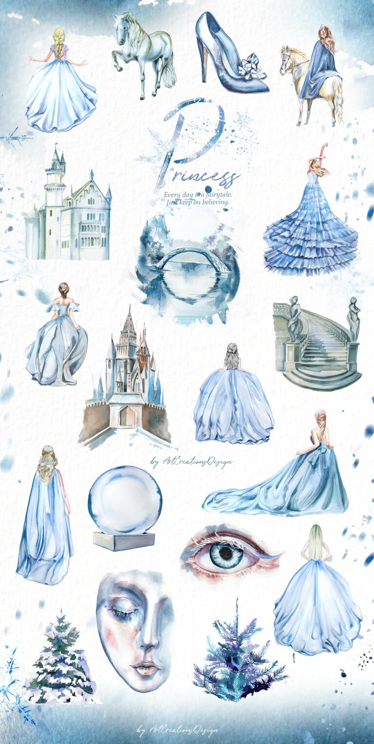 Watercolor Princess Clipart Set – MasterBundles