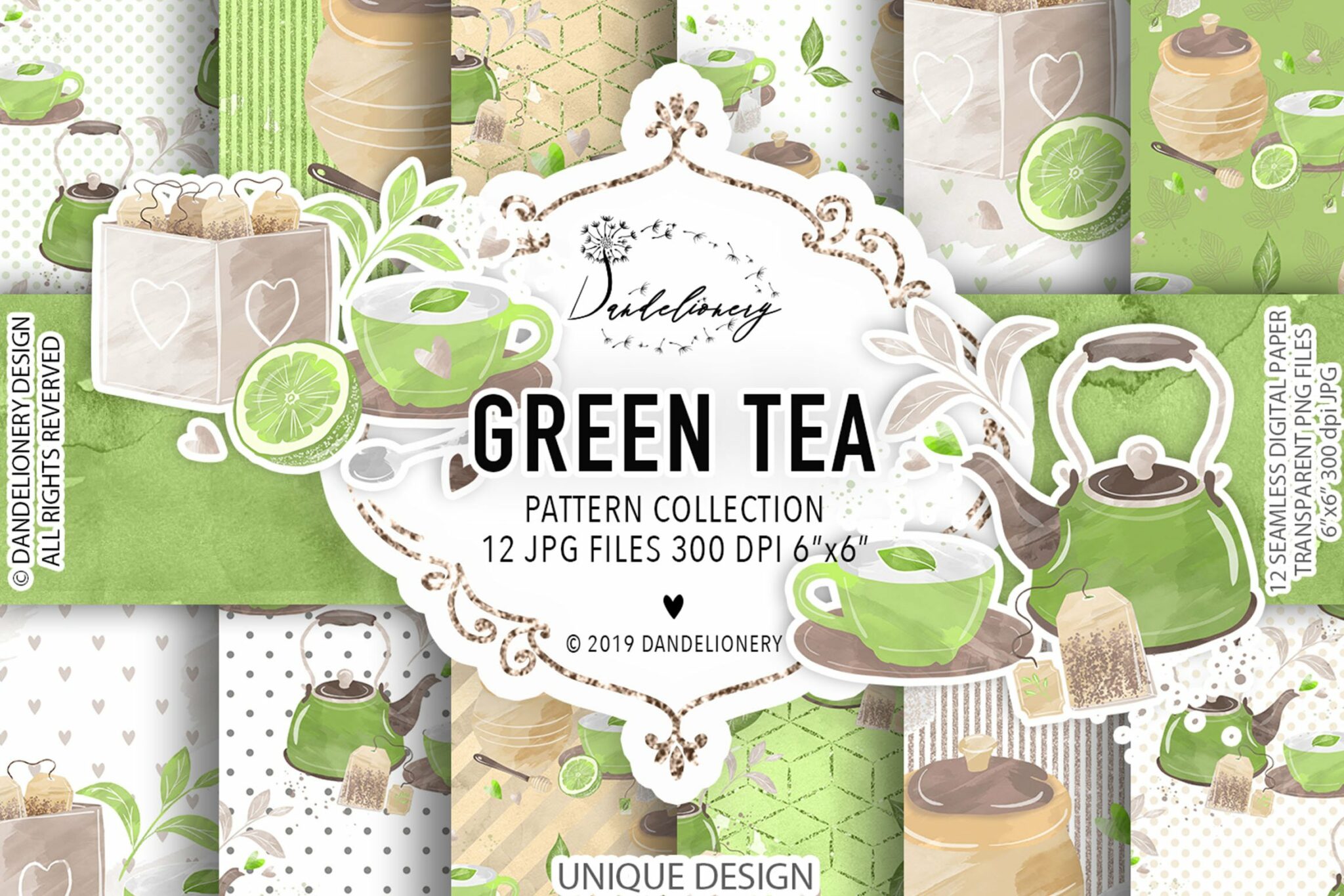 Green Tea digital paper pack – MasterBundles