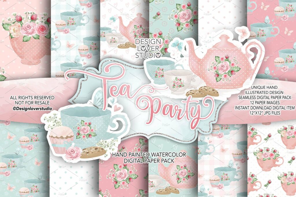 Tea Party pattern – MasterBundles