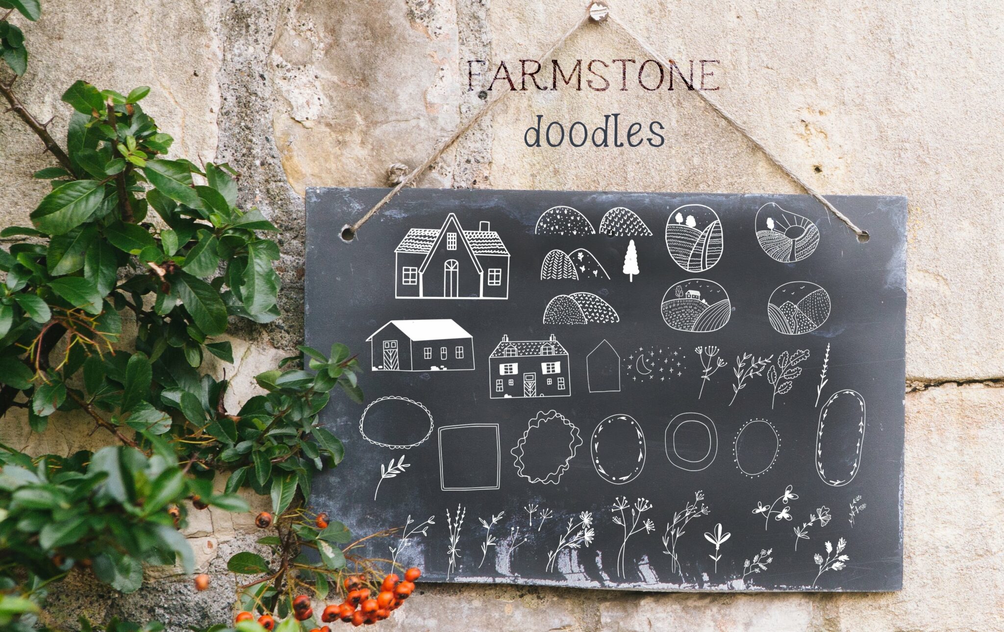 Farmstone Rustic serif font. Doodles – MasterBundles
