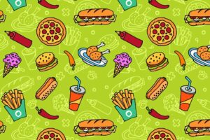 Fast Food Doodle Seamless Pattern – MasterBundles