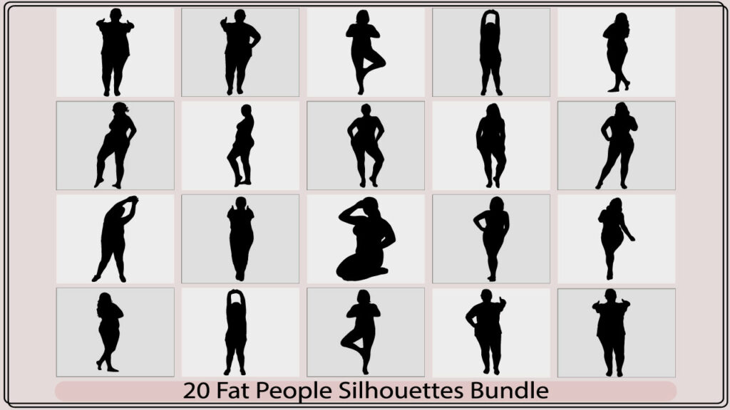 Fat woman. Fat man Silhouettes,black and white silhouette of a man with ...