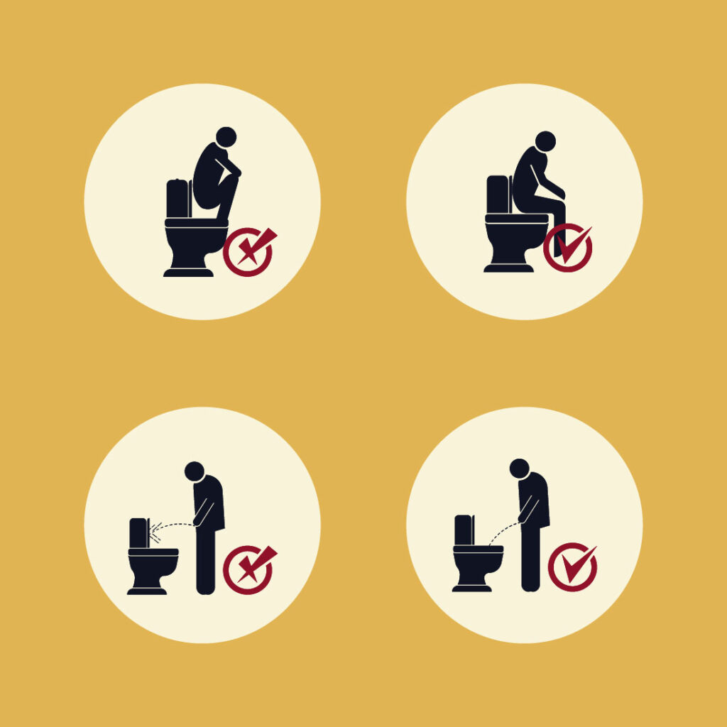 Caution using the toilet properly symbol sign design vector ...