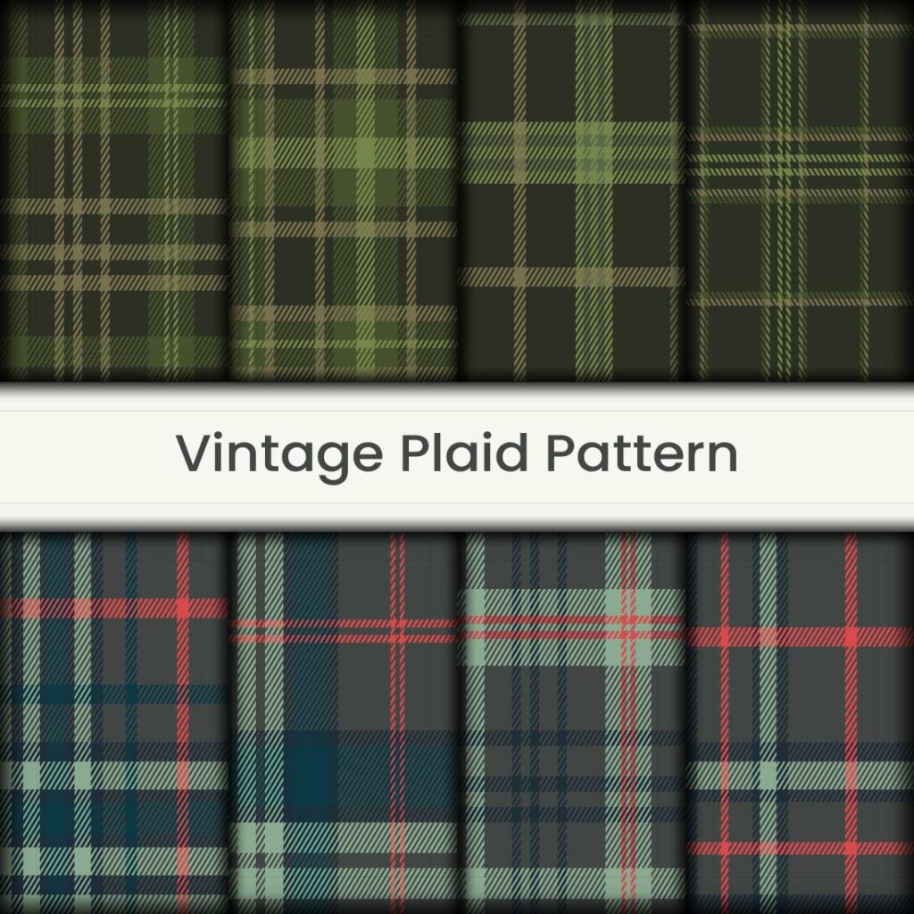 Texture vintage seamless plaid pattern set graphic vector illustration ...
