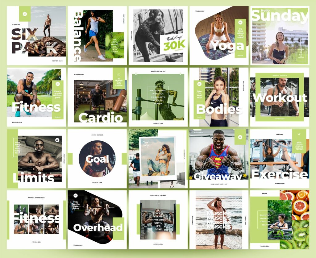 Fitness & Gym instagram pack – MasterBundles