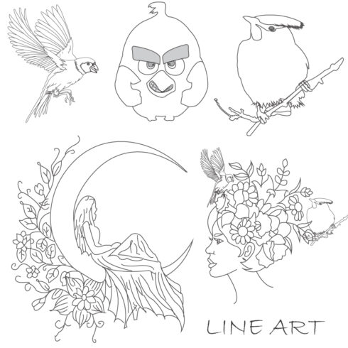 Five-Beautiful-Line Art-High Quality images-only $10 - MasterBundles