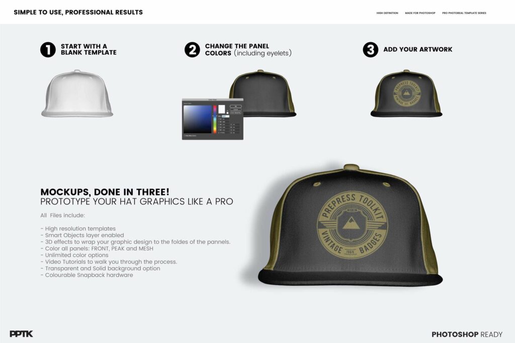 Flat Peak Cap Photoshop Template – MasterBundles