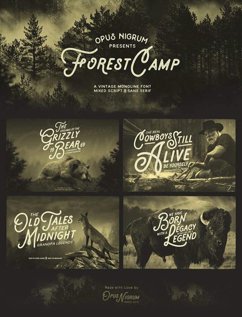 Forest Camp Font + Free Vector Pack – MasterBundles