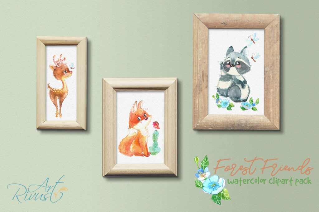 Woodland forest watercolor animals – MasterBundles