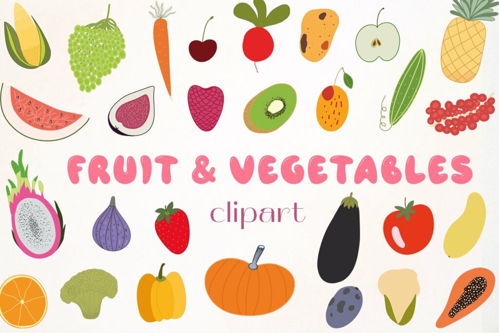 Fruit & Vegetables clipart Vector – MasterBundles
