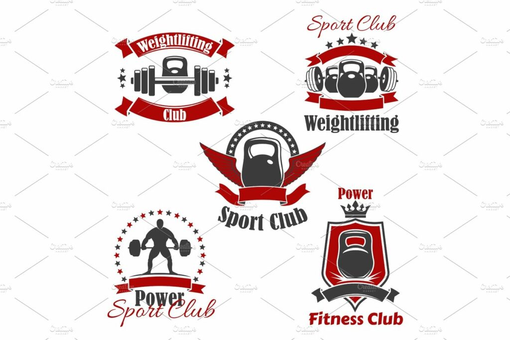 Weightlifting sport club or gym vector icons set – MasterBundles