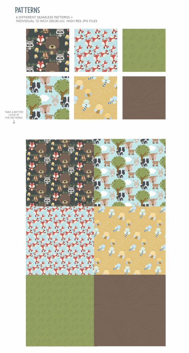 Little Forest Animals & Patterns – MasterBundles