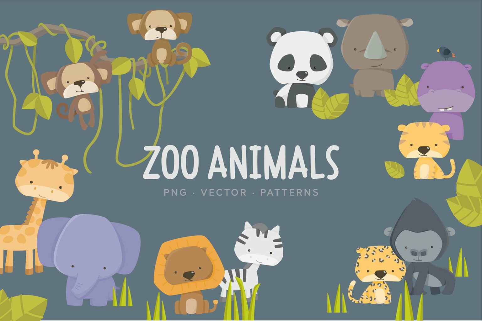 Little Zoo Animals & Patterns – MasterBundles