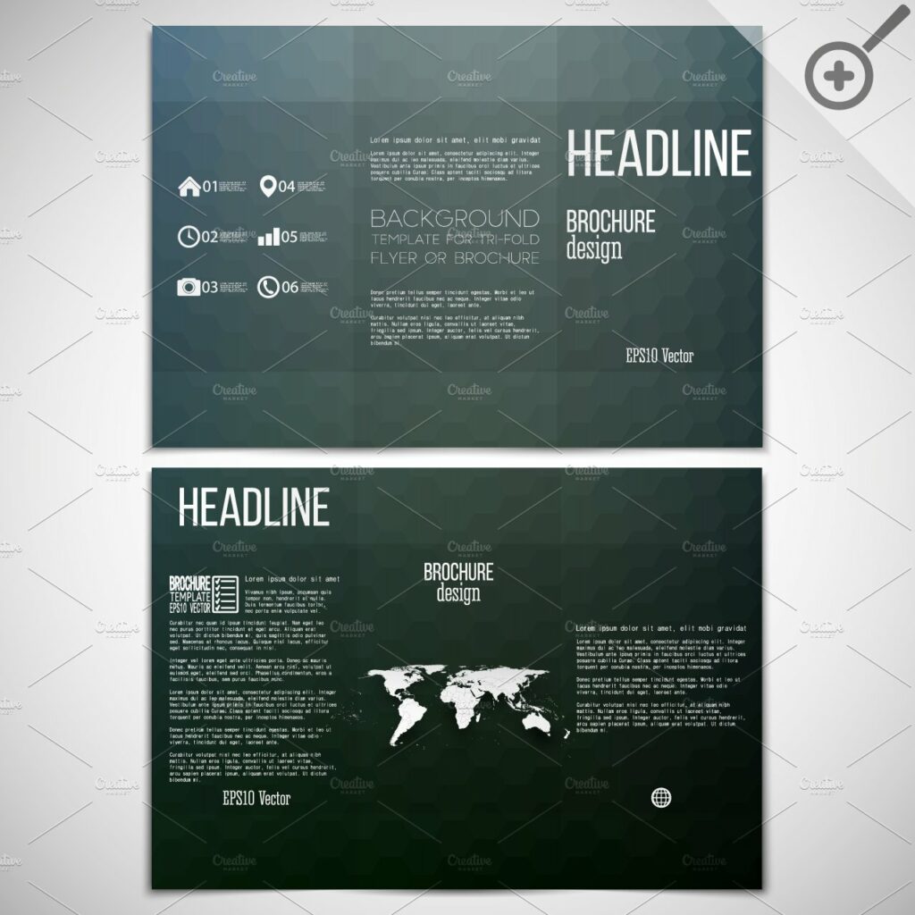 Tri-fold brochures with hexagons – MasterBundles