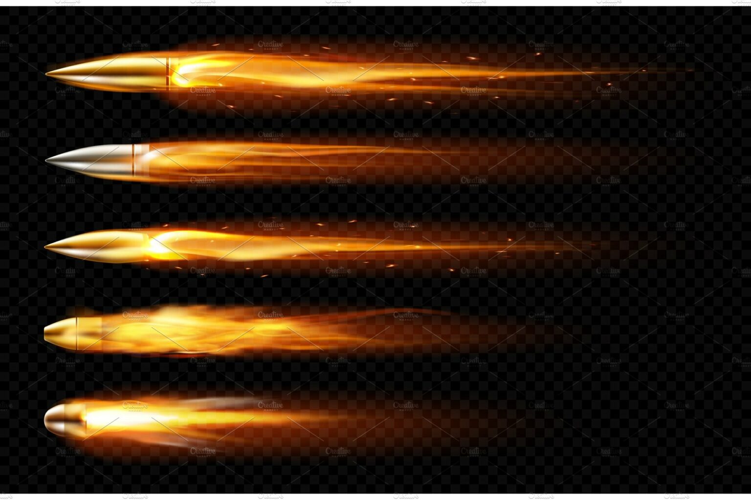 Flying bullets with fire and smoke – MasterBundles